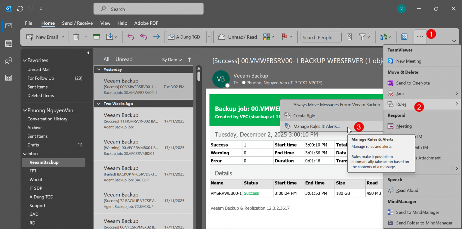 HƯỚNG DẪN TẠO FOLDER + RULES TRONG OUTLOOK & OUTLOOK WEB (OWA) - IT ...